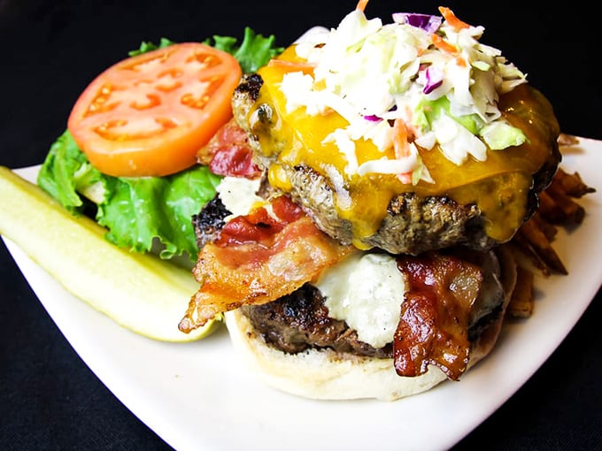 This bacon cheeseburger doesn't just speak to you—it serenades you with a sizzling chorus of beef, bacon, and melted cheddar that's music to your mouth.