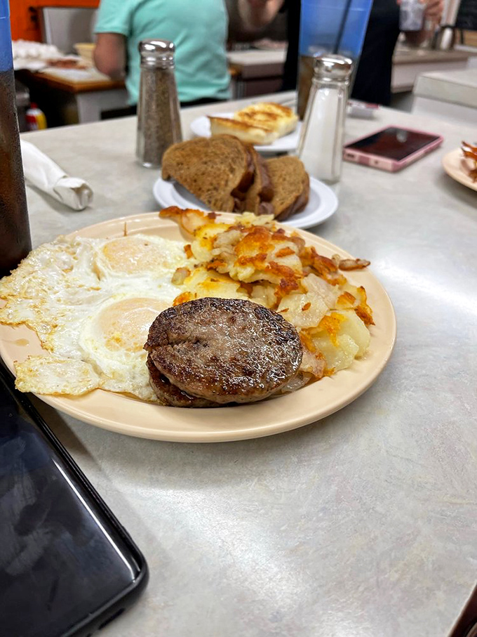 The kind of breakfast spread that makes cardiologists nervous and customers deliriously happy – balance achieved.
