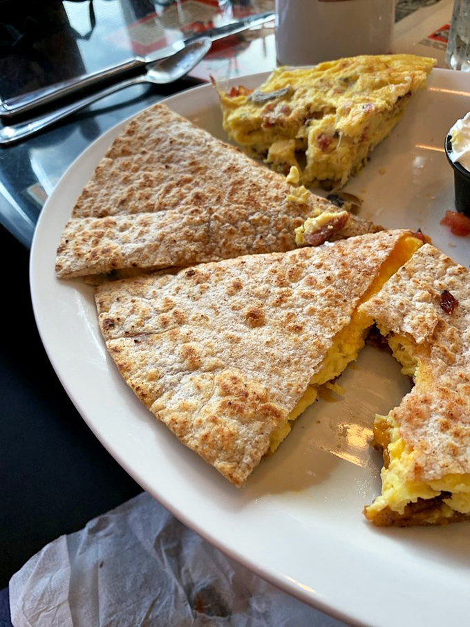 This breakfast quesadilla has achieved what politicians can't – bringing together diverse ingredients in perfect harmony between crispy tortilla borders.