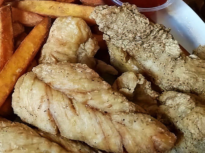 Golden chicken strips that remind you why some classics never need fancy updates or pretentious presentations.