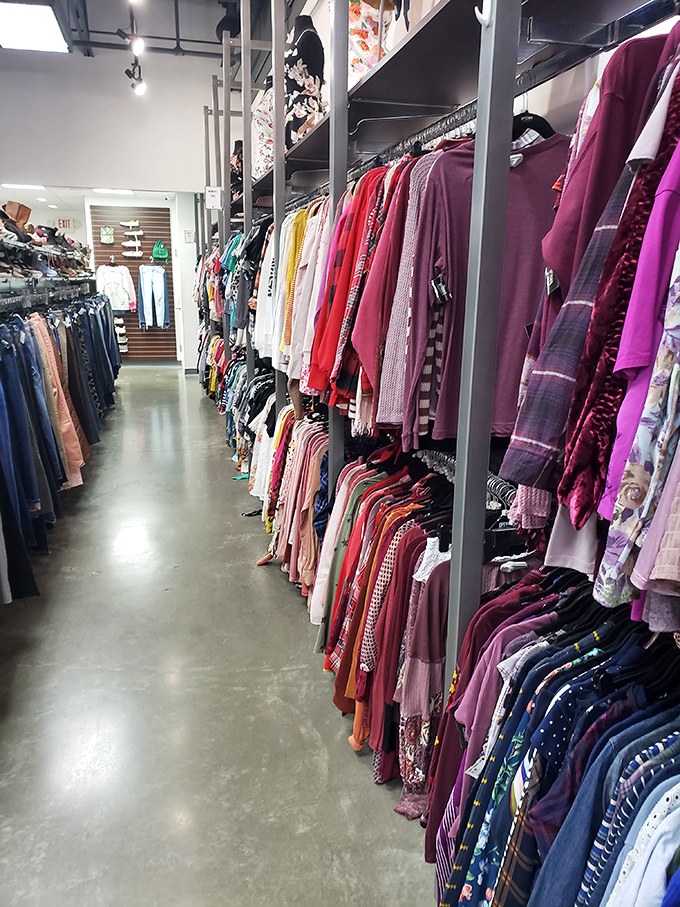 The women's section offers a rainbow of possibilities, from casual Friday to "where did you get that amazing top?"