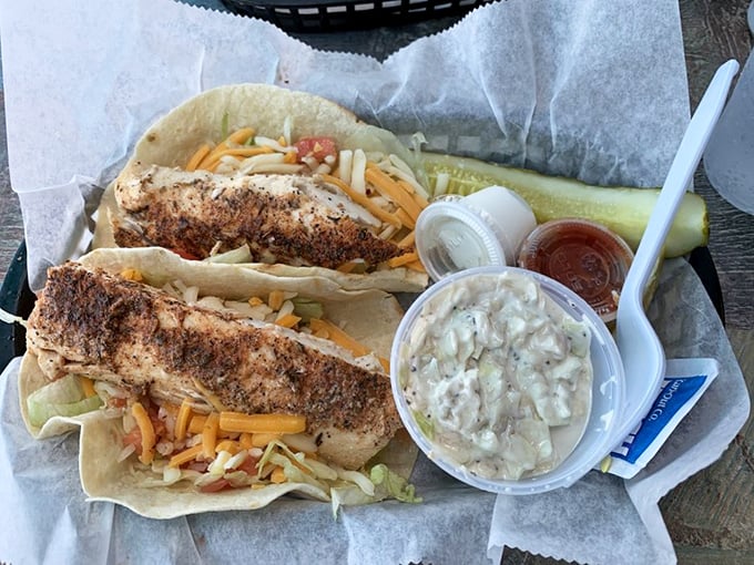 Fish tacos that bring together the best of land and sea – perfectly seasoned fillets nestled in tortillas like they were born to be there.