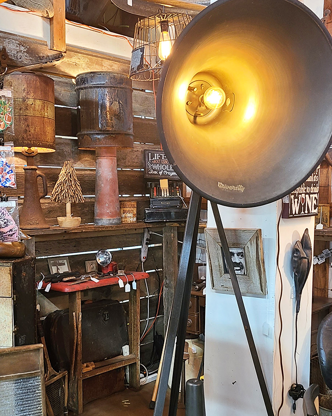 Industrial chic before it was cool. This vintage floor lamp could illuminate a detective's office or your reading nook with equal drama.