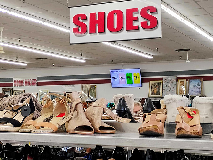 The shoe department – where footwear fantasies come with price tags that won't give you nightmares. Those neutral sandals could walk you through three summers.