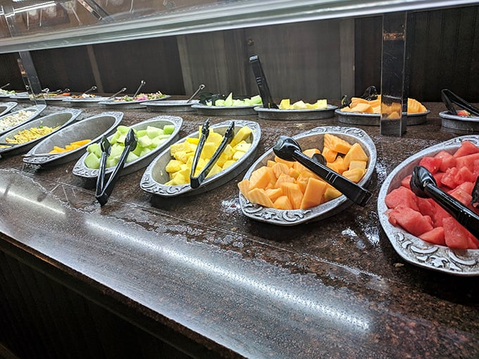 The fruit selection gleams like jewels in a crown—proof that "fresh" isn't just marketing speak at this Bakersfield institution.