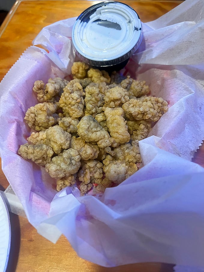 These aren't your garden-variety mushrooms. Battered, fried, and paired with ranch dressing – they're what vegetables dream of becoming when they grow up.