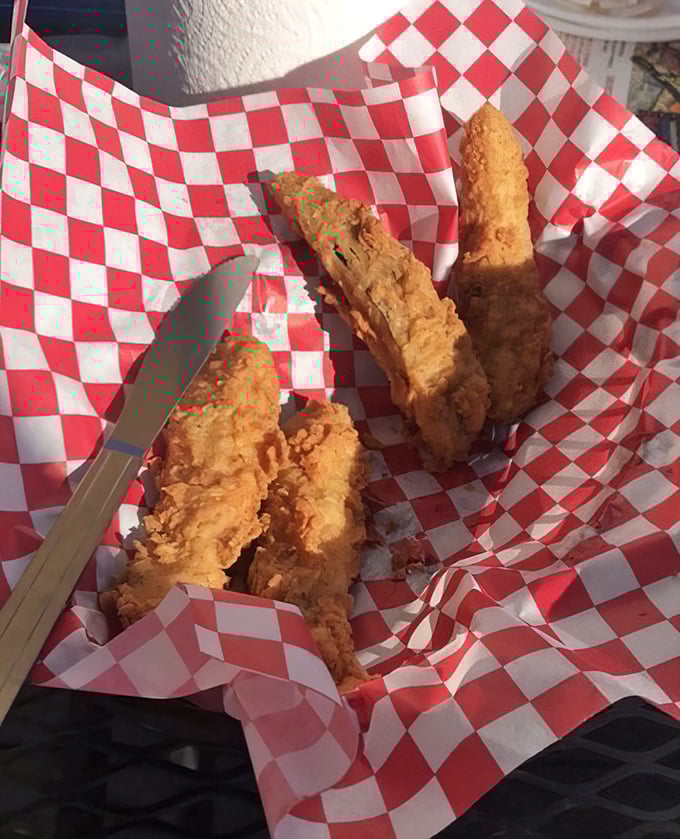 Fried pickle spears with the perfect crunch-to-tang ratio—the ideal opening act before the main chicken event.