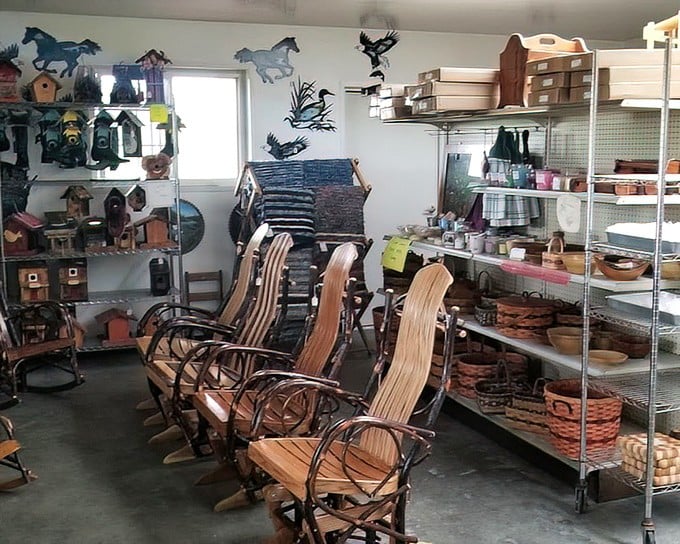 Handcrafted rocking chairs invite visitors to sit a spell – the Amish equivalent of "take a number and prepare for deliciousness."