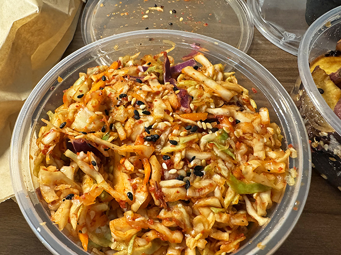 Not your grandmother's slaw (unless your grandmother was a Korean culinary genius). Crunchy, vibrant, and unapologetically bold. 