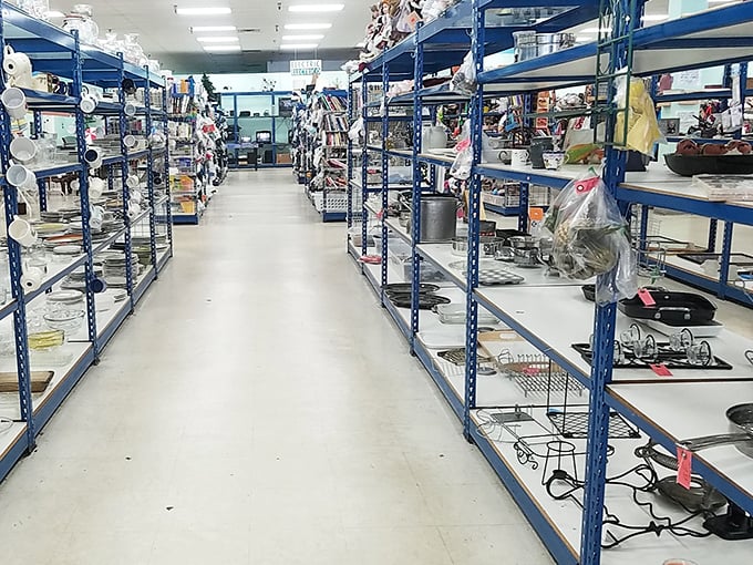 Kitchen implements line these shelves like soldiers awaiting deployment, ready to help you create culinary masterpieces without the Williams-Sonoma price tag.
