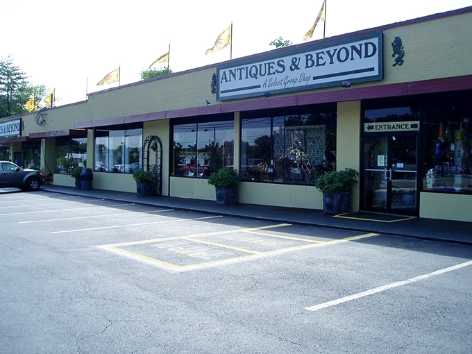 The storefront stretches like a treasure chest, promising more antique adventures than you can handle.