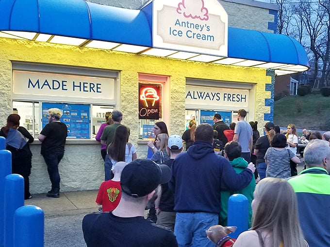 The line forms early and stays late. When ice cream is this good, people will happily wait their turn for a taste of perfection.