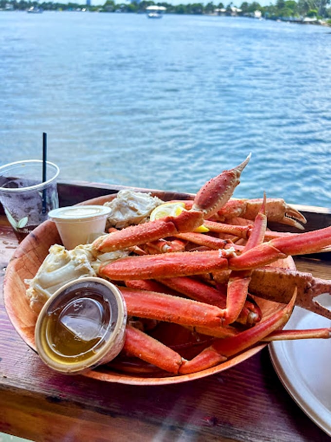King crab legs piled high with melted butter—this is what seafood dreams are made of, folks.