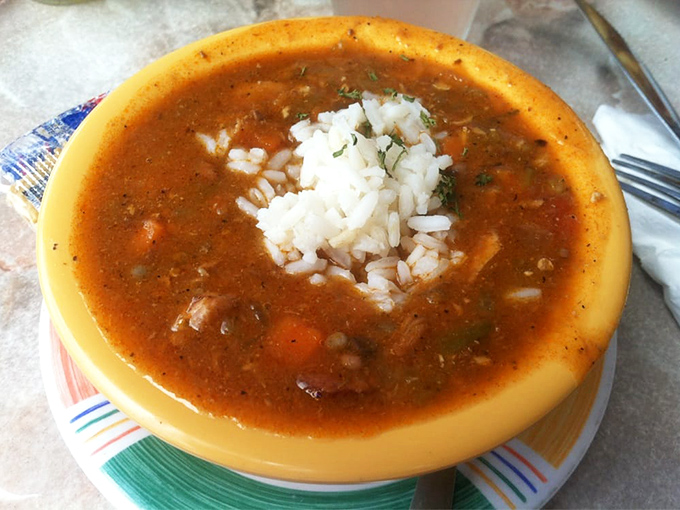 This isn't just gumbo—it's a spicy, soulful bowl of Gulf Coast poetry with rice playing the supporting role it was born to play.