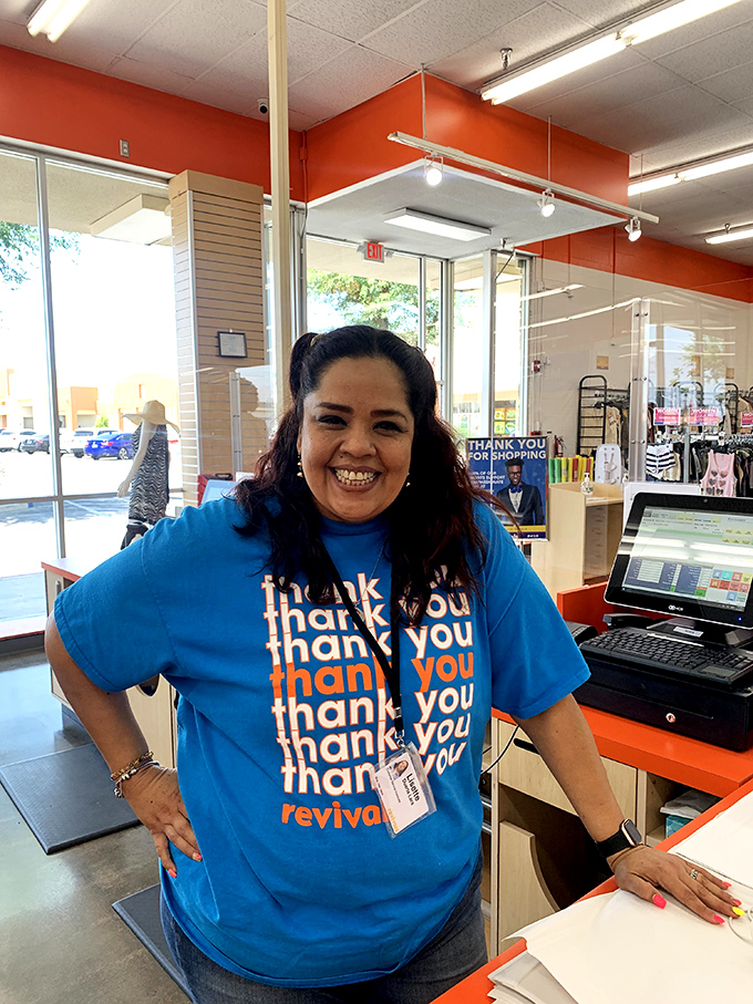 The staff's enthusiasm is as bright as their blue "thank you" shirts. Their smiles say, "Yes, that lamp will absolutely transform your living room."
