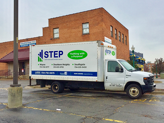The STEP delivery truck—herald of fresh inventory and reminder that "Thrifting with a Purpose" extends beyond Wayne to neighboring communities.