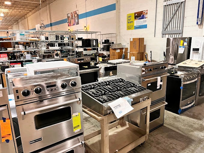 Professional-grade appliances waiting for their second act. That six-burner range could be the start of your home cooking revolution.