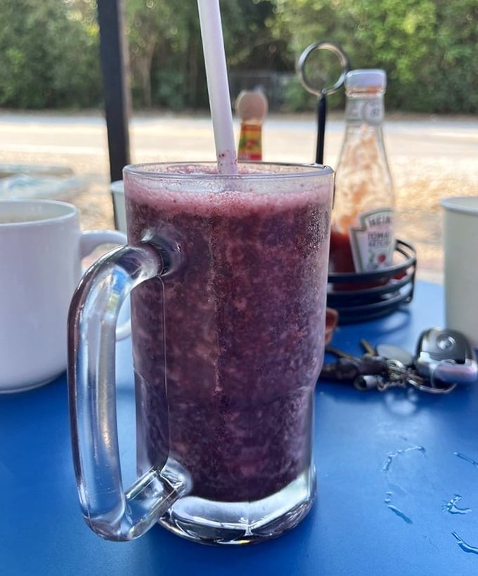 That berry smoothie isn't just purple—it's performing a full Jimi Hendrix guitar solo of flavor in a glass that could double as bicep training.