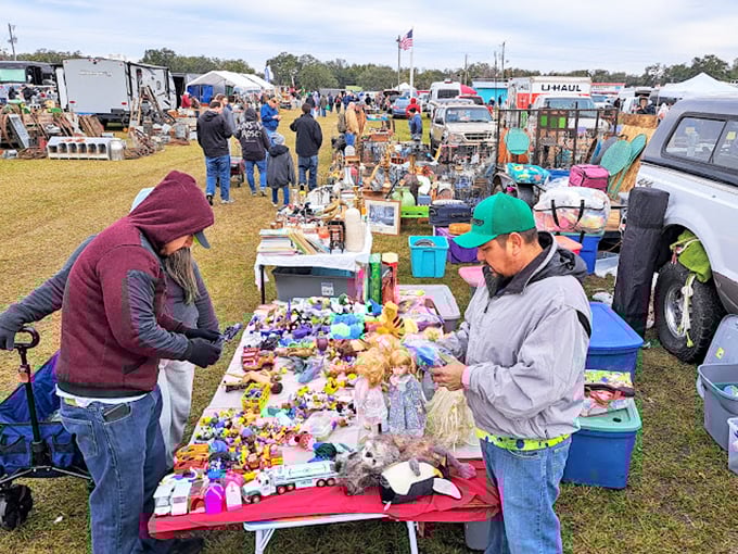 The dance of negotiation plays out across tables laden with colorful treasures, as shoppers and vendors engage in the time-honored tradition of the respectful haggle.