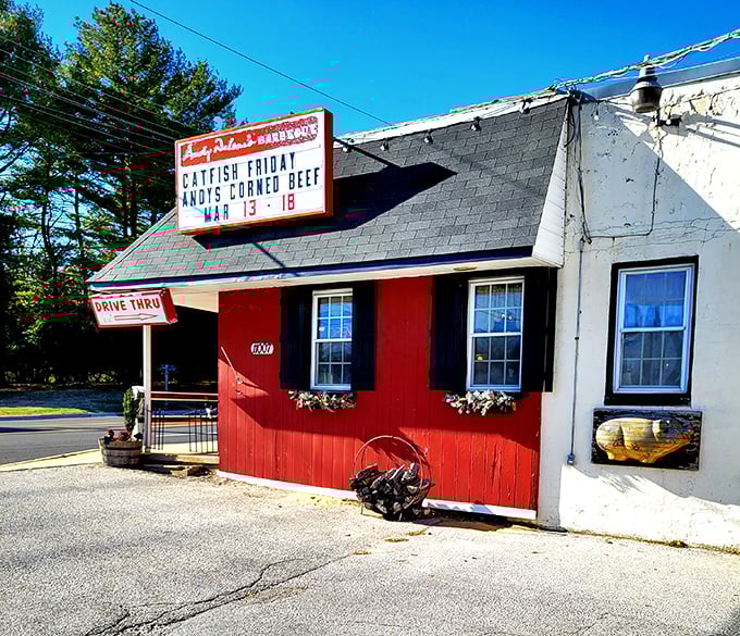Andy Nelson's red-and-white building stands like a beacon for barbecue pilgrims. The picnic tables outside suggest you won't leave hungry.