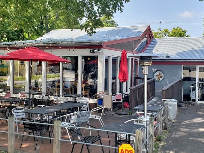 Brothers Burger Joint's patio invites you to dine al fresco – because burgers taste better under string lights and open sky.