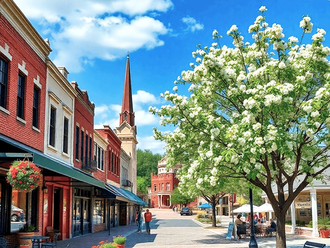 DeFuniak Springs' colorful buildings invite exploration along sun-dappled streets. The hills here are Florida's answer to San Francisco—minus the cable cars!