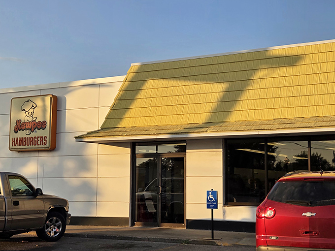 That distinctive yellow roof is like a burger lighthouse guiding hungry souls to Kewpee's doorstep. Simple outside, spectacular inside.