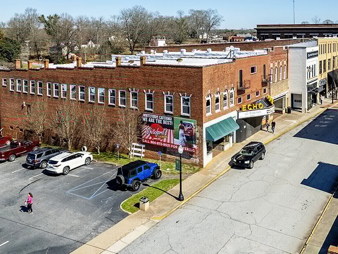 Laurens' historic downtown square features beautiful buildings and budget-friendly businesses. Your Social Security check goes further beneath these classic awnings.