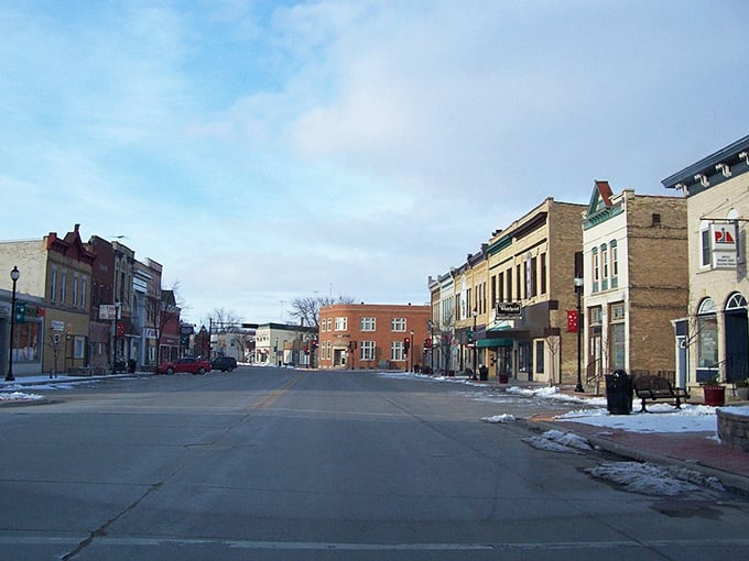 Mayville’s main street in winter has a quiet elegance. It feels like a movie set, waiting for its next scene to unfold.