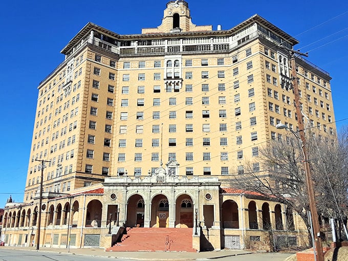 Mineral Wells' historic Baker Hotel stands tall against the Texas sky, awaiting its second act after years of slumber.