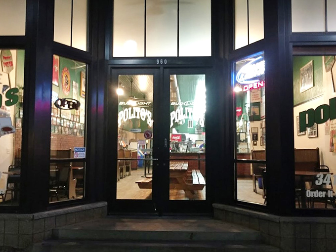Polito's storefront windows offer a glimpse into Stevens Point's late-night pizza paradise. Those massive slices have saved many a hungry college student.