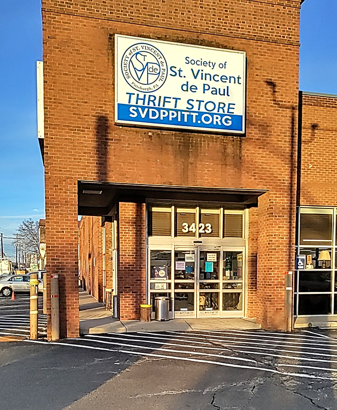 St. Vincent de Paul's brick facade gives this Pittsburgh thrift store an old-school charm that matches its mission of community service.