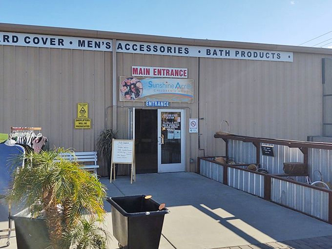 Sunshine Acres' unassuming entrance hides a boutique experience that transforms shopping into charitable giving.