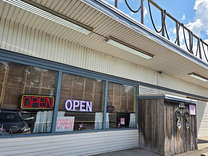 Multiple "OPEN" signs in the window? That's diner code for "locals love this place" – always a good sign.