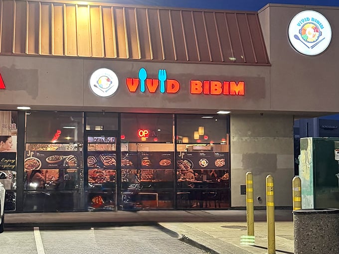 VIVID BIBIM's bright sign is truth in advertising – their Korean rice bowls are a technicolor flavor explosion.