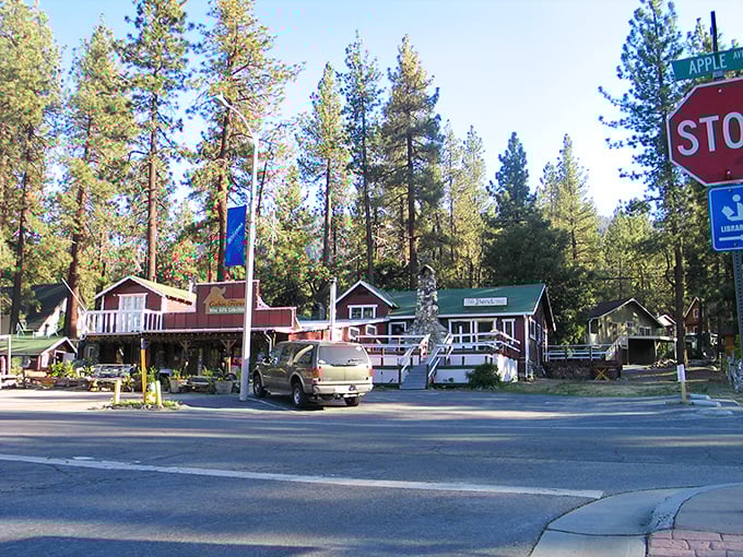 Wrightwood's main street has that small-town magic where every shop feels like a discovery and every meal tastes better with mountain air.