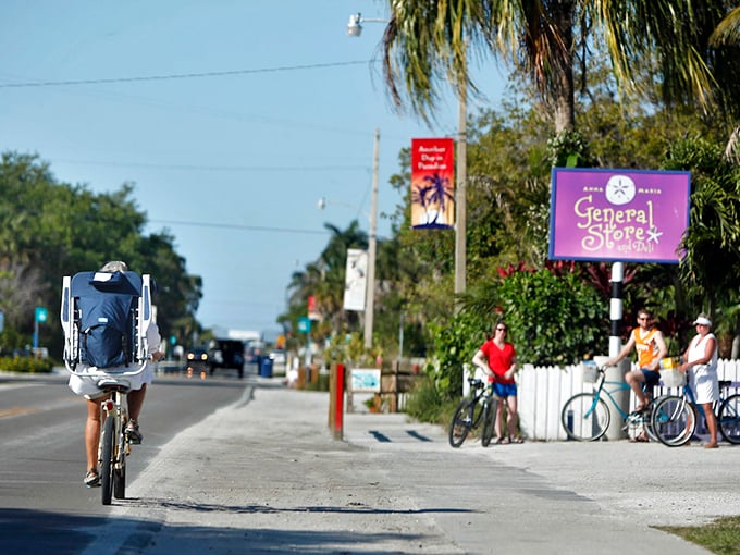 Bikes parked outside a pastel-colored shop – the perfect snapshot of laid-back island life.