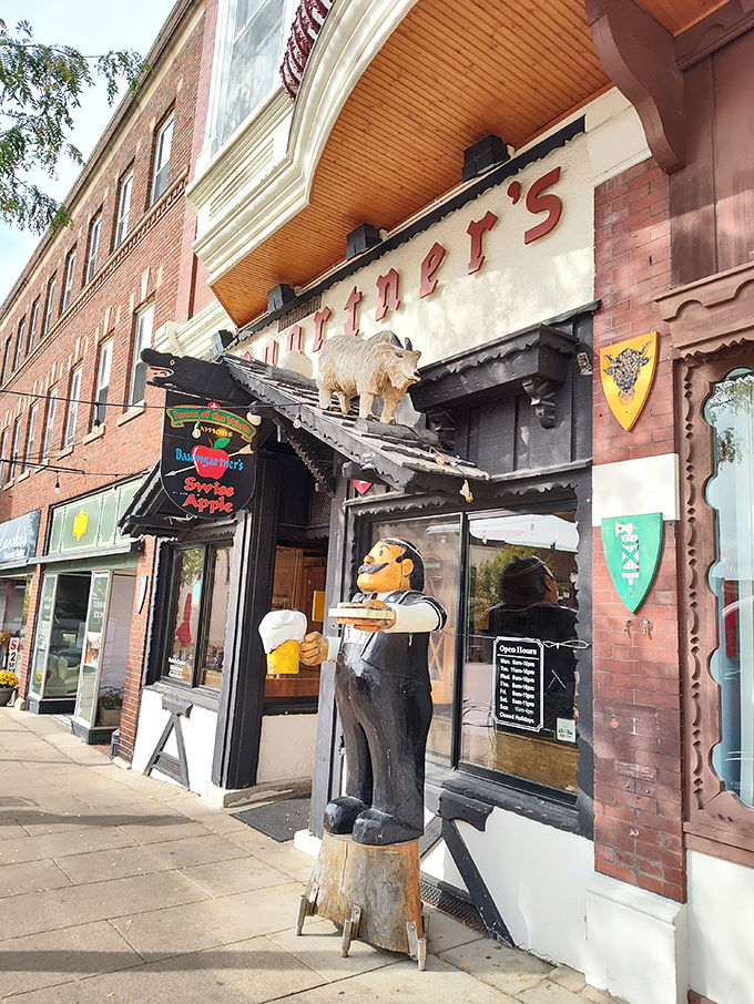 That goat on the roof isn't random—it's a proud guardian of Wisconsin's cheese sandwich temple. Respect the goat!