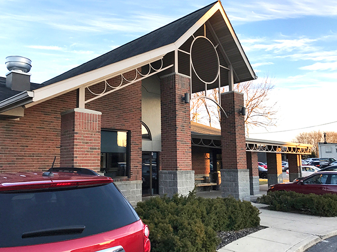 That distinctive peaked roof shelters generations of pizza memories for Purdue students and West Lafayette locals alike.