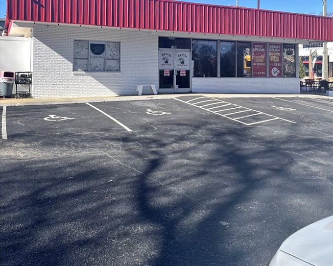 Don't judge this book by its cover – behind that simple storefront lies pizza worthy of its "bussin" name.
