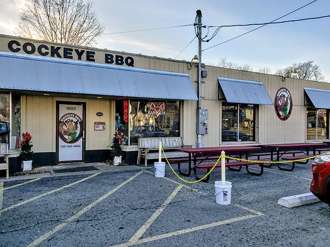 Don't let Cockeye's simple exterior fool you – inside those doors, smoke masters are working pure barbecue magic.