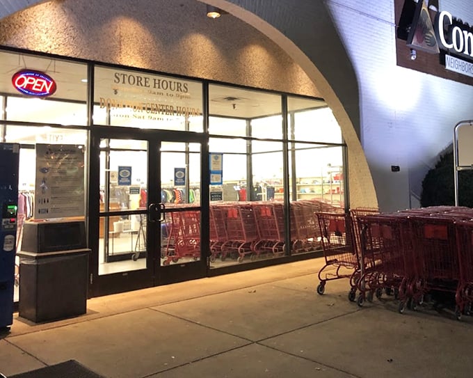 Those red shopping carts aren't just for groceries anymore—they're treasure chests on wheels at Community Aid.