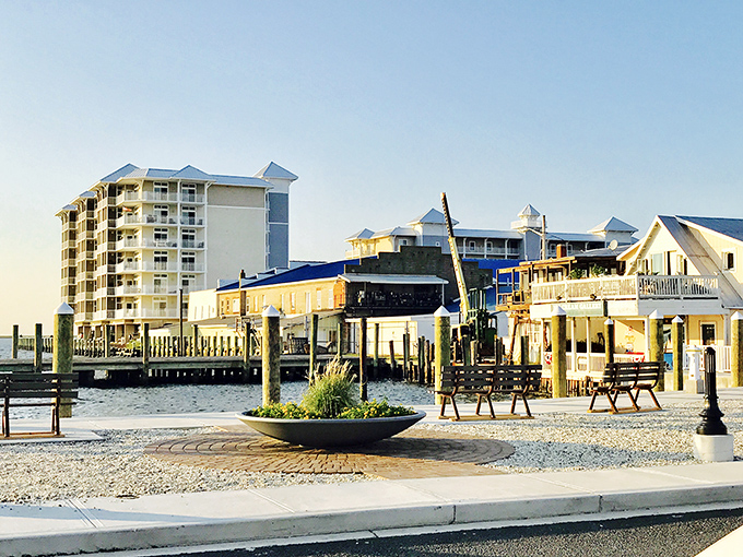 Golden hour transforms Crisfield's harbor into a postcard from a simpler time when waiting for boats was entertainment.