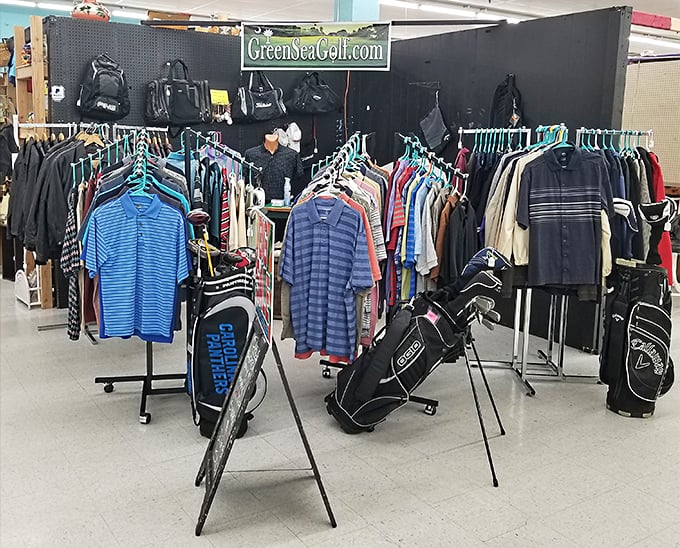 Golf-themed items and everyday necessities fill the stalls – vacation shopping that won't require a second mortgage!