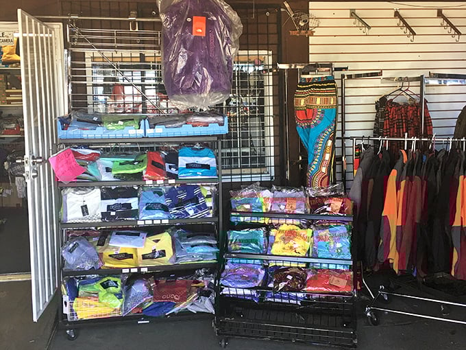 Organized chaos of merchandise – the telltale sign of a flea market where patience reveals the perfect find.
