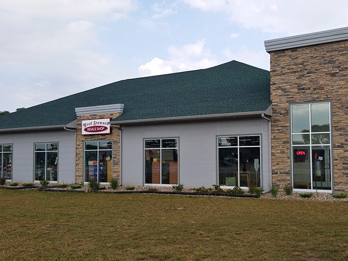 The thoughtful architecture of Good Steward Resale Store feels more upscale boutique than thrift shop—bargains with dignity.