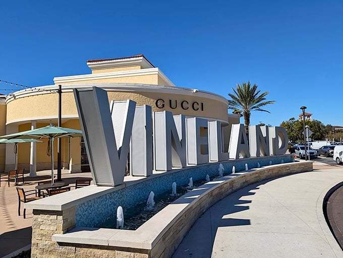 Sunset casts a golden glow on Orlando Vineland Premium Outlets, where architecture and shopping experiences are equally impressive.
