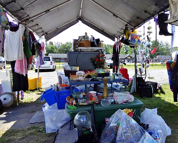 Under canvas tents, everyday items become potential treasures as shoppers hunt for that perfect something they didn't know they needed.