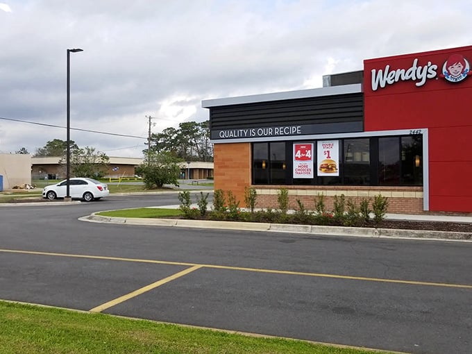 A Wendy’s restaurant stands in St. Marys, proving that even fast food moves at a slower pace in small-town Georgia.
