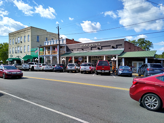 Those cars lined up in Warm Springs tell you this town welcomes everyone—from history buffs to road warriors.